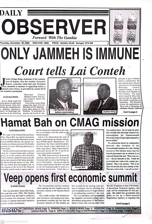 Hamat Bah on Human Rights 23 yrs Ago, Hamat Bah Today; Ousman Sowe's ...