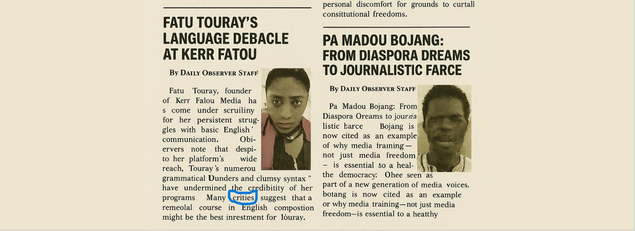 ANGRY FACEBOOK USER ATTACKS KERR FATOU, PA MODOU BOJANG FOR “STRUGGLES ...